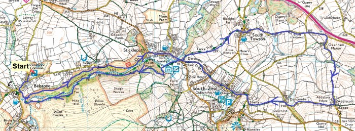 Belstone Cleave, Sticklepath, South Zeal and Tarka Bridge | treksandtors